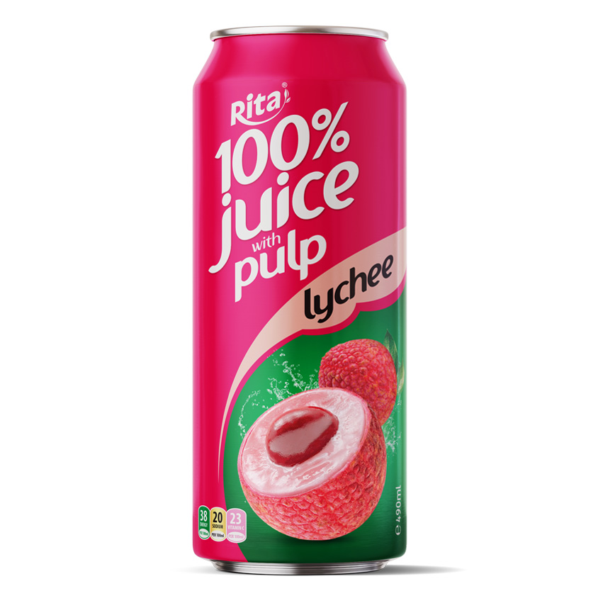 Fruit Juice: Rita Brand 100% Natural Lychee Juice With Pulp 500ml Cans